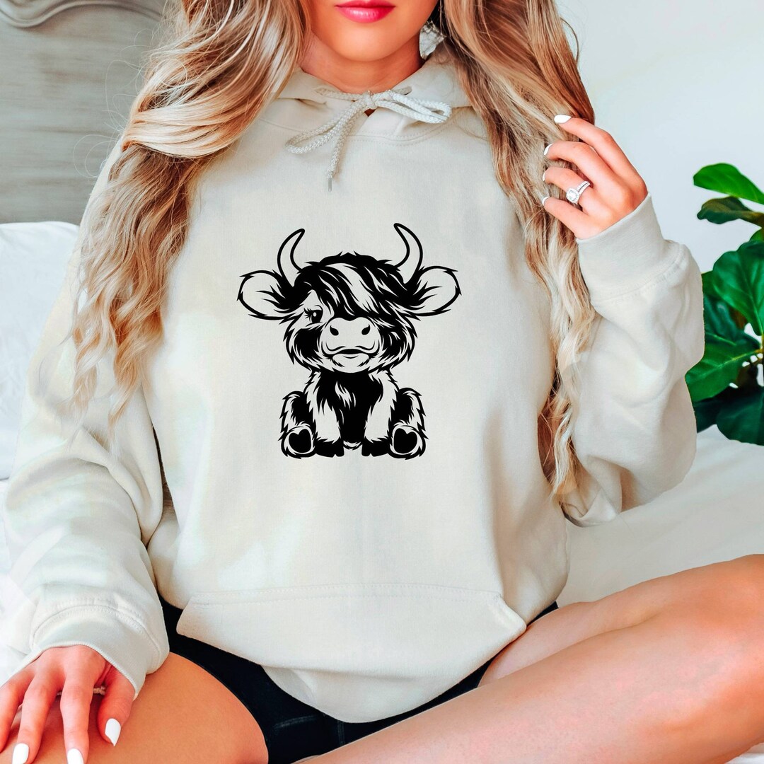 Highland Cow Hoodie, Western Hoodie, Cow Lover Hoodie, Farmer Xmas ...