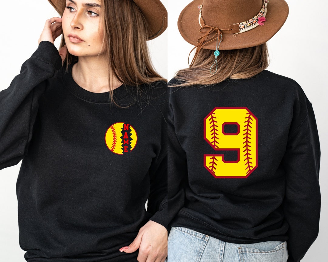 Softball Custom Name and Number Sweatshirt, ,custom Baseball Gift ...