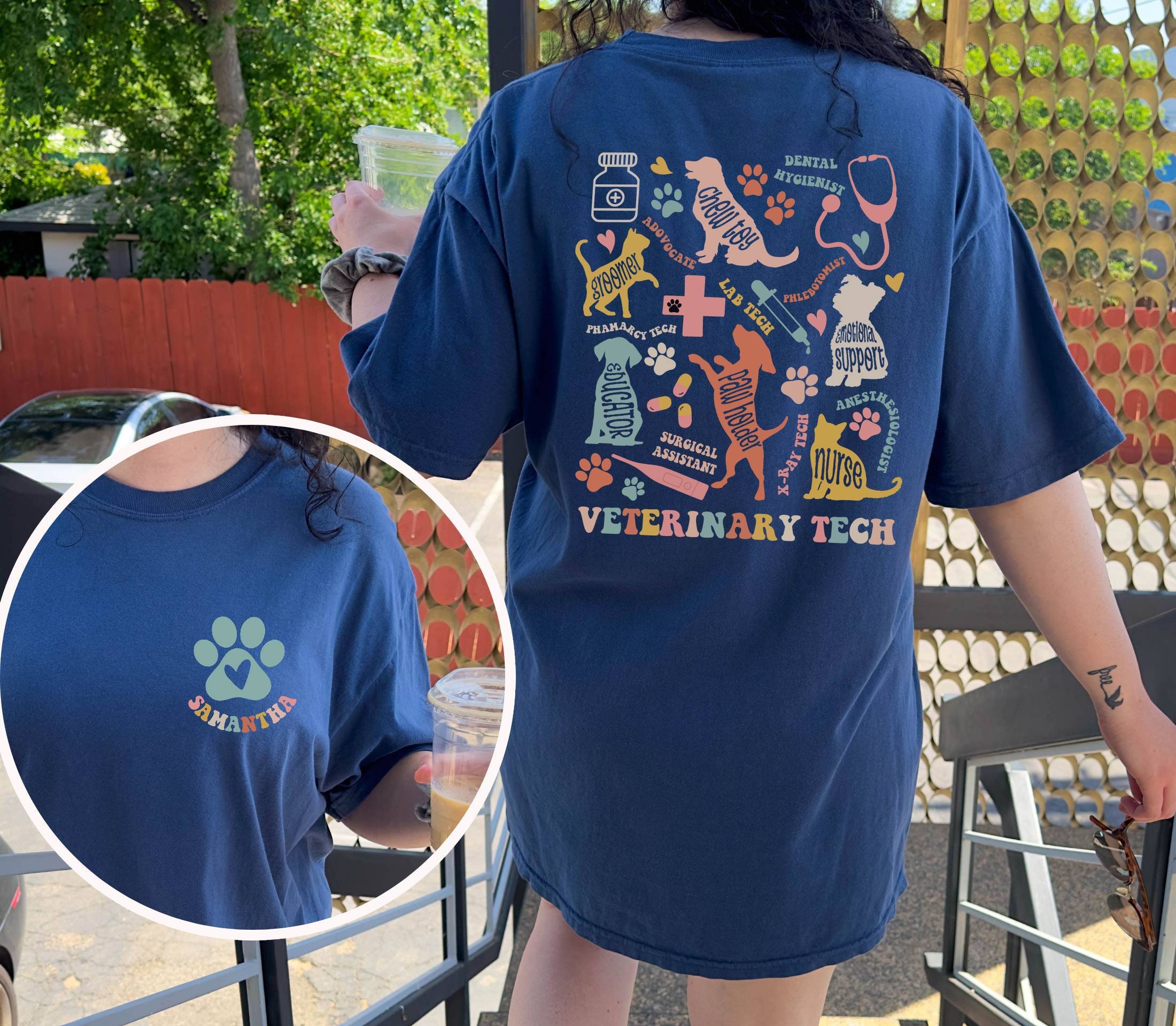 Comfort Colors® Custom Vet Assistant Shirt, Retro Groovy Vet Tech Shirt ...