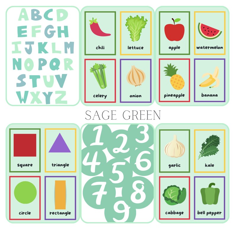 Printable Learning Posters Sage Green A4/A3 - Etsy