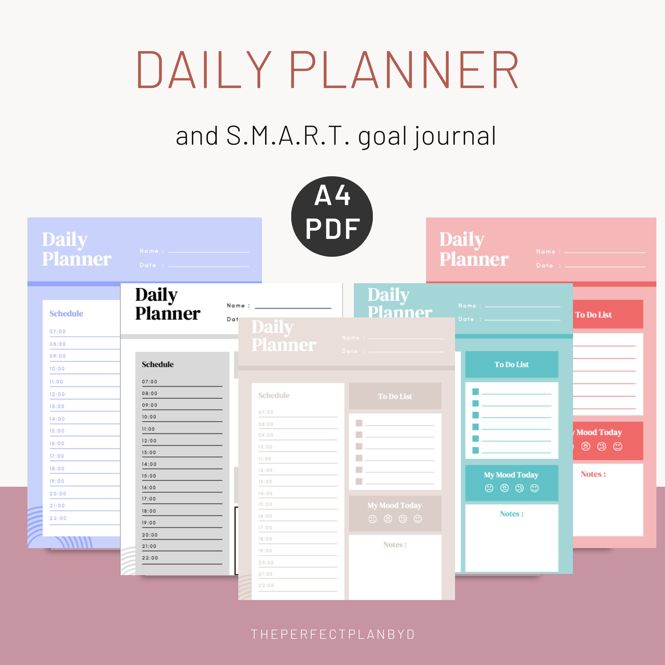Blue Digital Daily Planner Printable PDF - Etsy