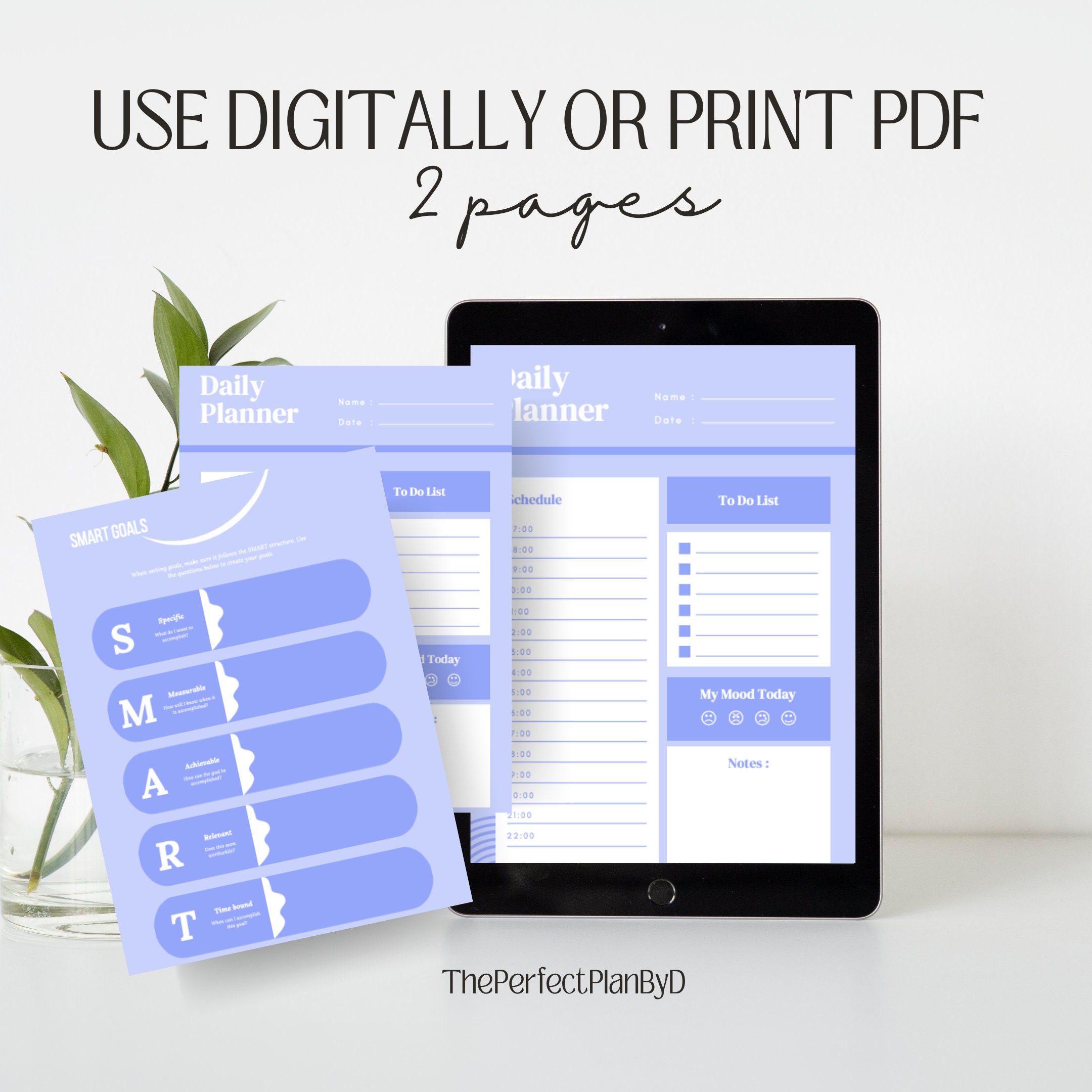 Lilac Digital Daily Planner Printable PDF - Etsy