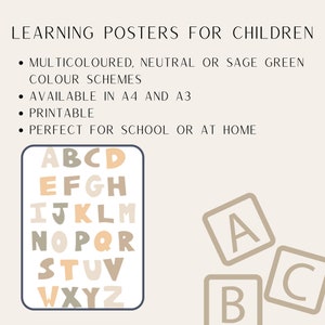 Printable Learning Posters Sage Green A4/A3 - Etsy