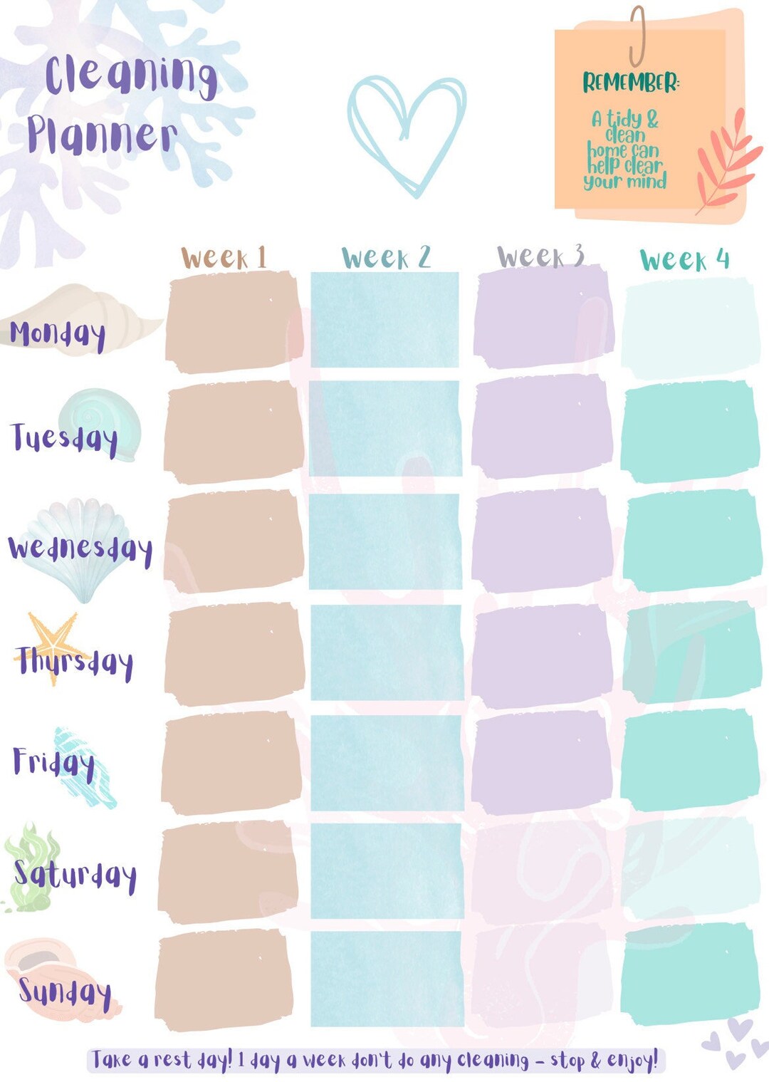 Printable Cleaning Planner Wellbeing Journal Mental Health - Etsy