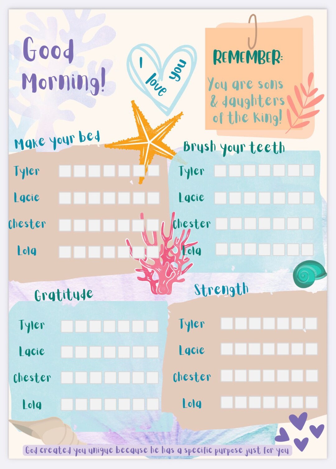 PDF Kids Morning Motivation, Wellbeing, Healthy Start Checklist - Etsy