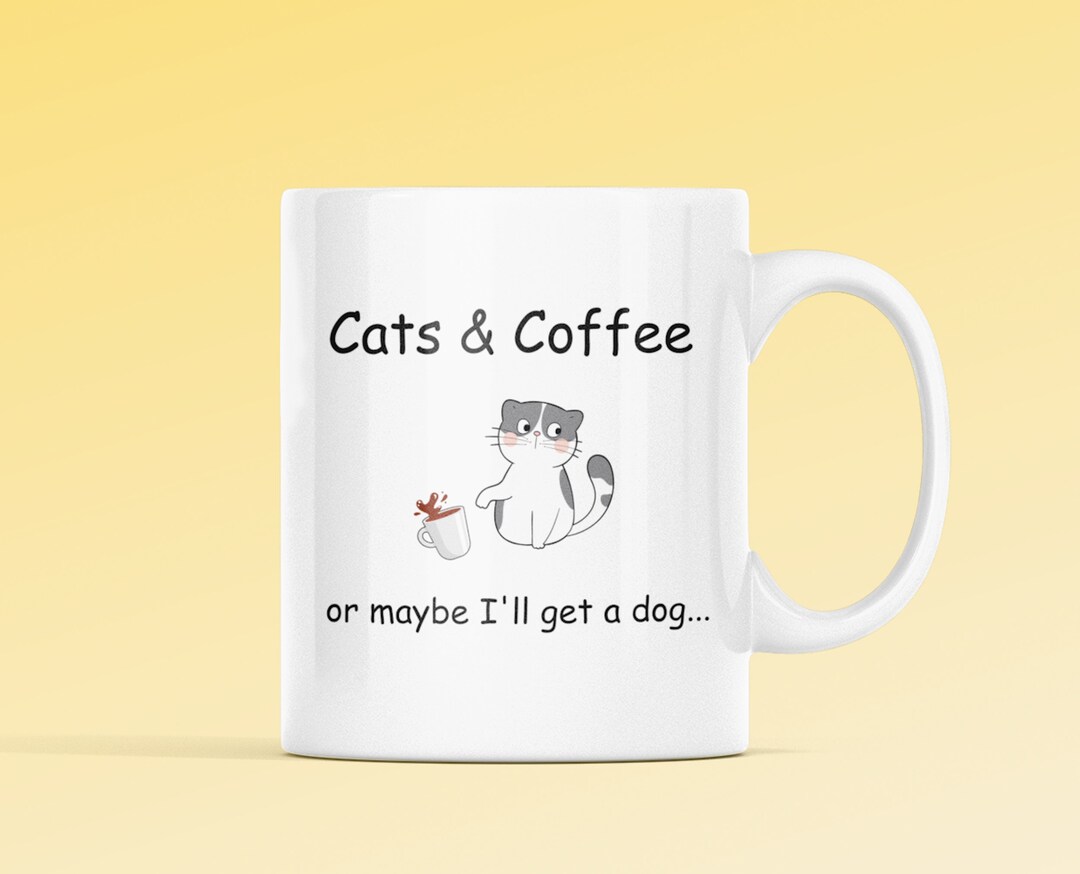 Cat Knocking Over Coffee Mug, Cats and Coffee Mug, Cute Cat Mug, Cute ...