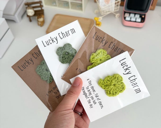 4-leaf Clover Pocket Hug Lucky Charm | Handmade Good Luck Gift for St ...