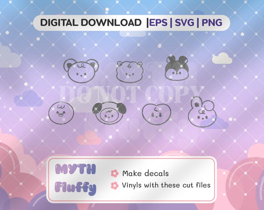 Bangtan Character Vector Files: SVG, PNG, JPG (digital Download) - Etsy