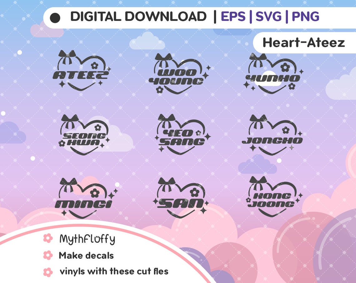 Kpop Ateez-heart | Ateez Lightstick Decals / Vector Files / Svg Eps Png ...