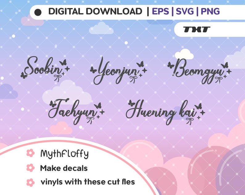 Kpop TXT Name Svg, Png,eps / Vector Files - Etsy