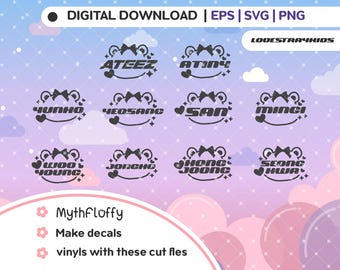 Ateez Aniteez Names | Svg, Pdf, Png, Jpg, Eps | Ateez Decals | Stickers ...
