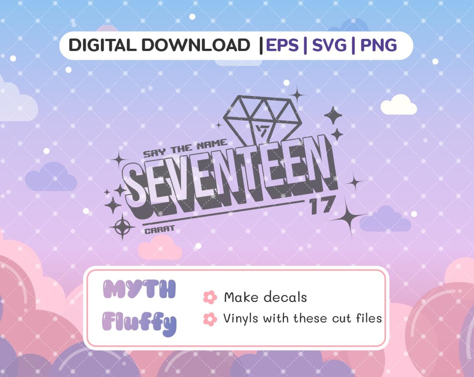 Kpop Seventeen Vector Files: SVG, EPS, PNG (digital Download) - Etsy