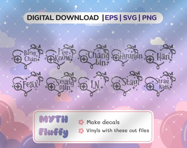 Kpop SKZ - Heart Ribbon | Vector Files / Stray Kids Svg Eps Png - Etsy