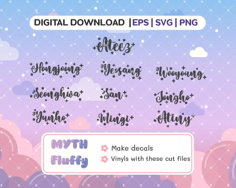 Kpop Ateez-typo | Ateez Lightstick Decals / Vector Files / Svg Eps Png ...