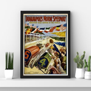 Motor Speedway Poster, Auto Racing Wall Art, Vintage Sports Prints ...