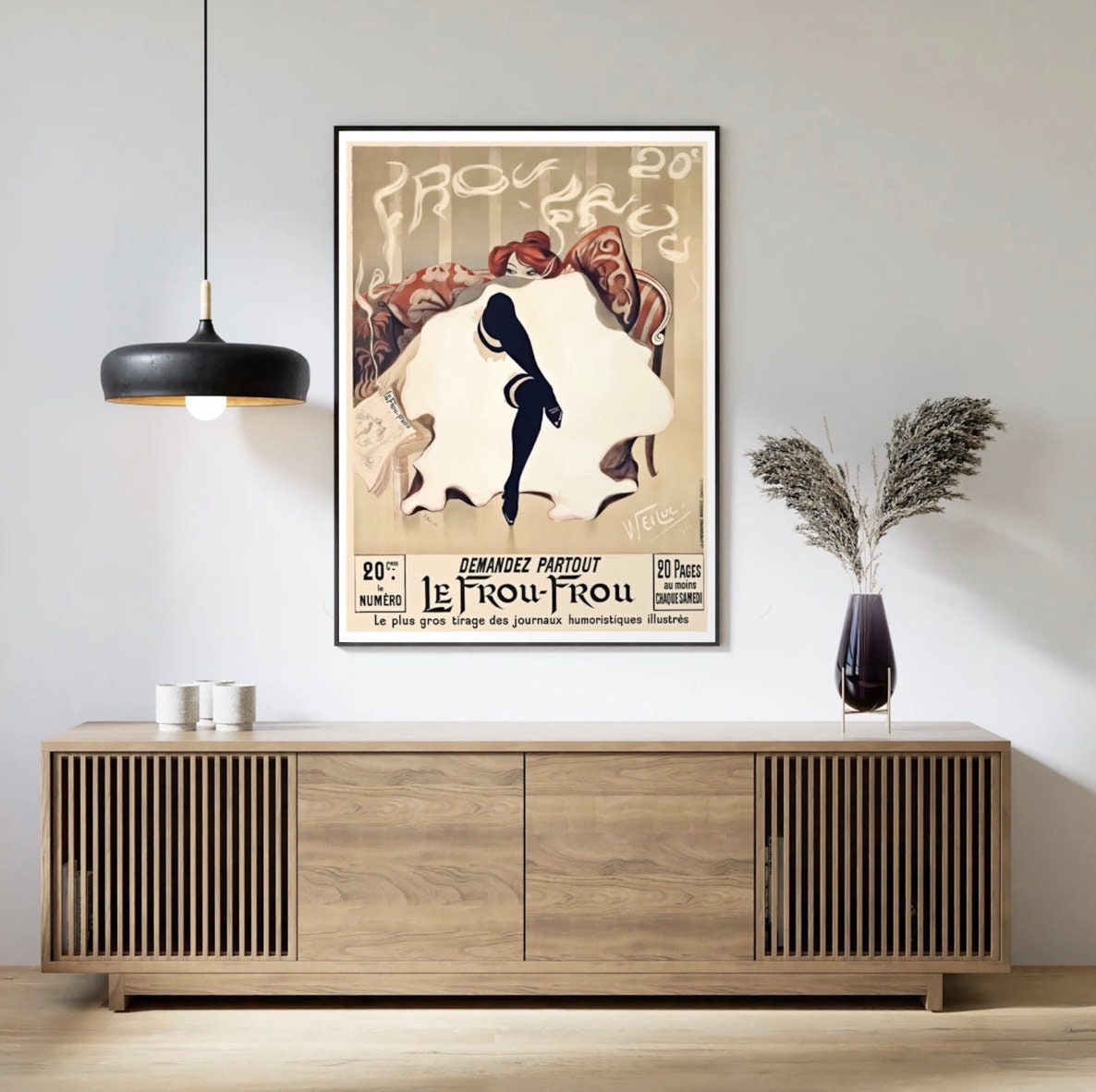 Moulin Rouge Le Frou Frou Vintage Entertainment Poster Can Can Dancer ...