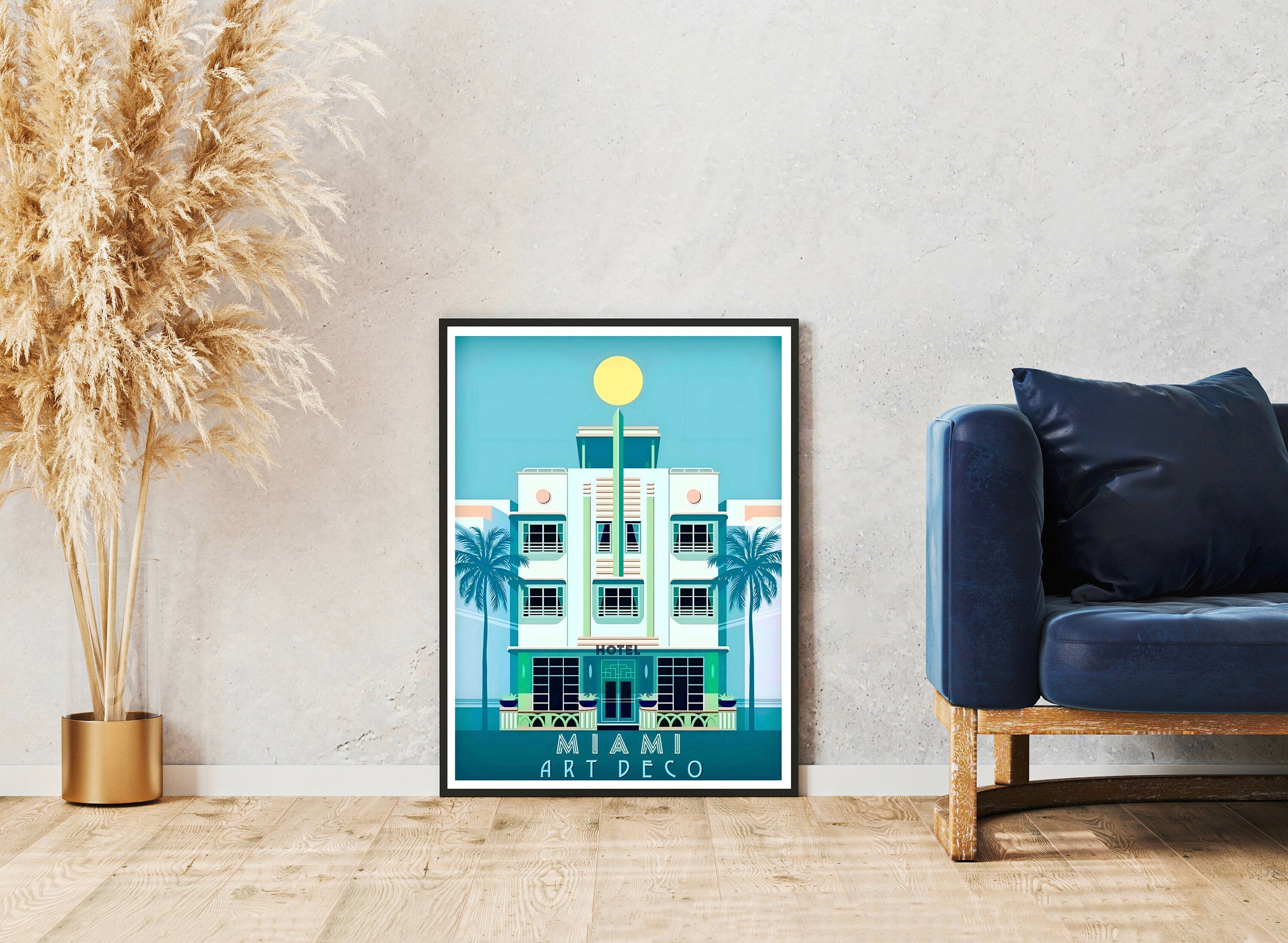 Miami Art Deco Poster Florida Wall Art Miami Poster Miami - Etsy