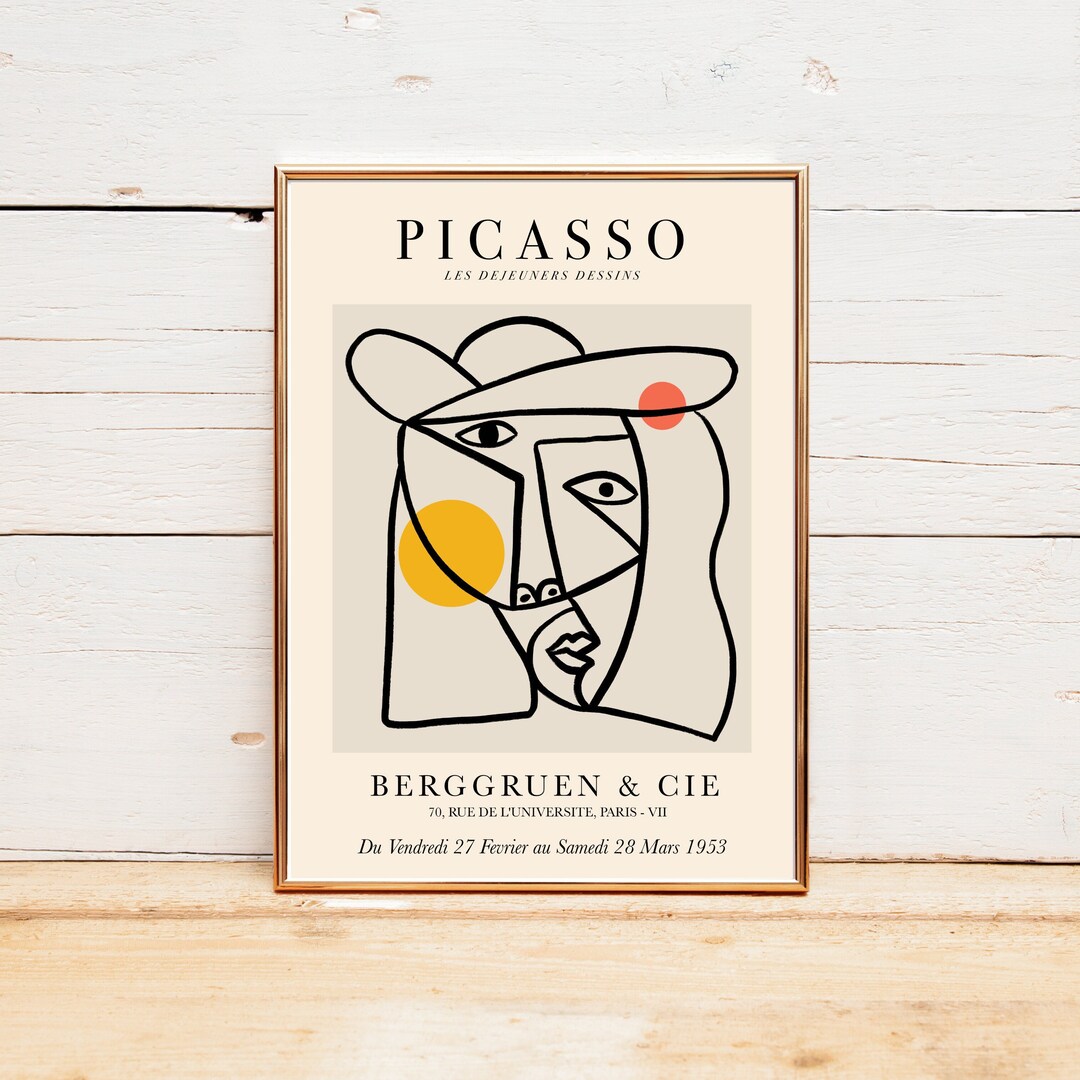 Dibujo de una línea de Picasso, cubismo, impresión de Picasso, cartel ...