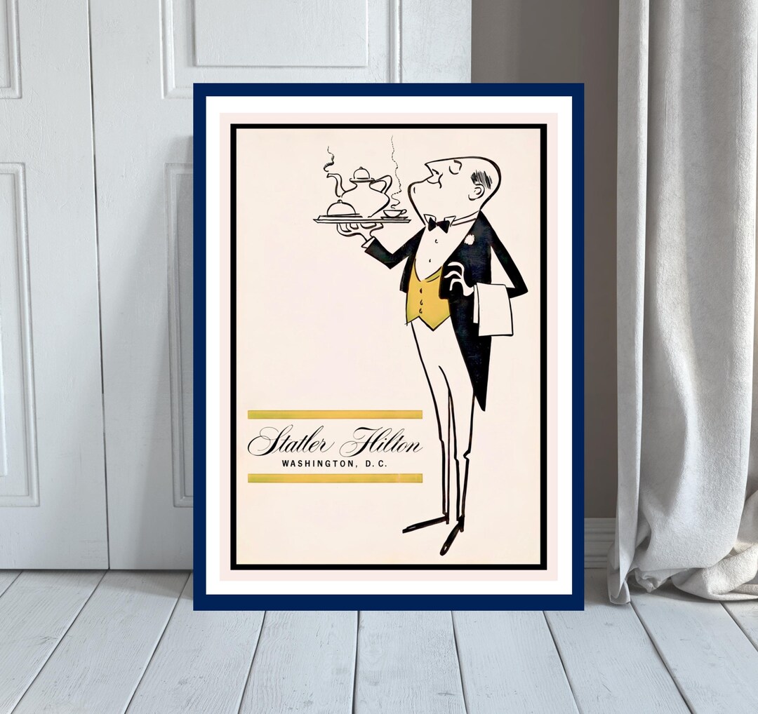 Hilton Statler Vintage Menu Poster | Menu Art Print for Kitchen Decor ...