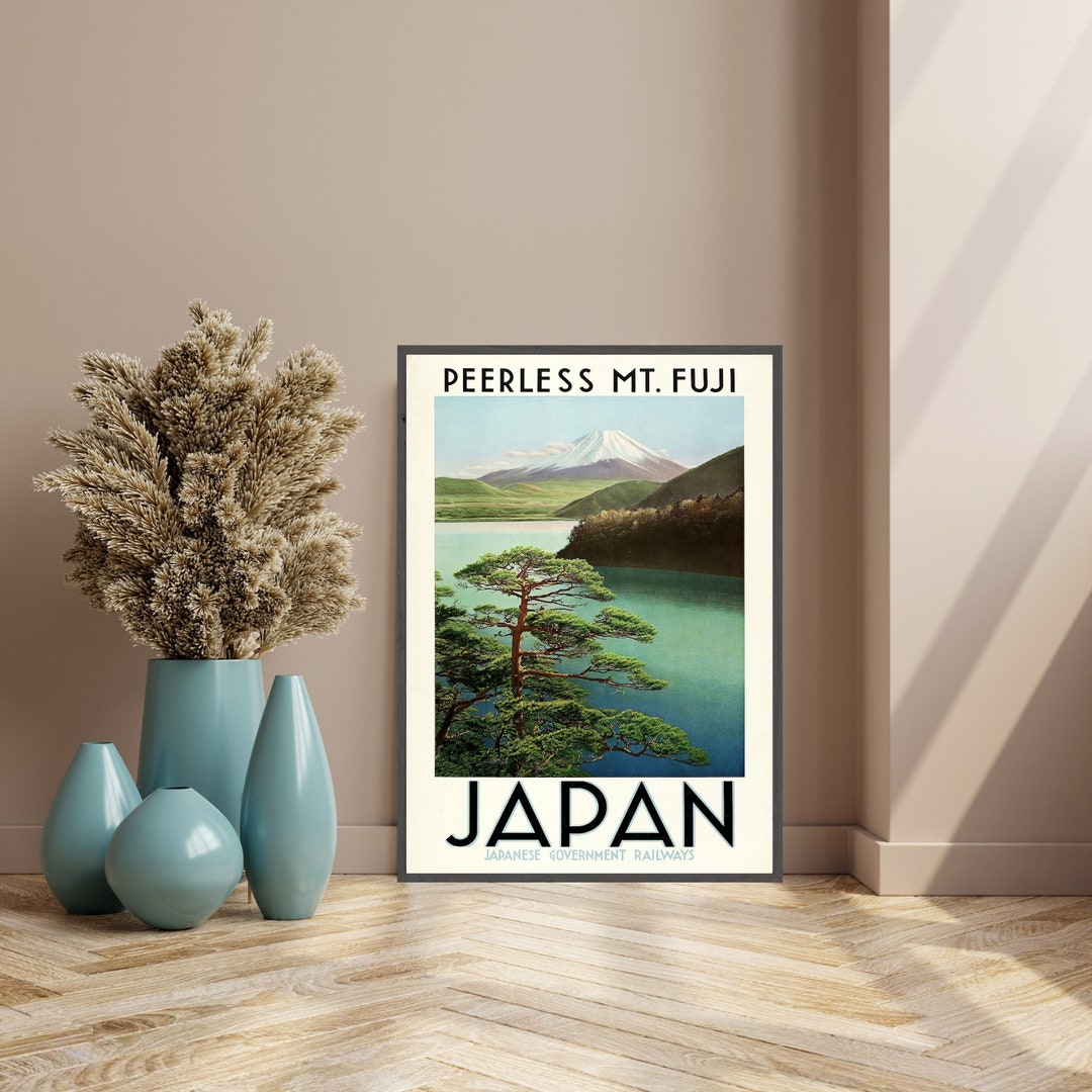 Japan Travel Poster Peerless Mount Fuji, Mount Fuji Print, Japanese Art ...