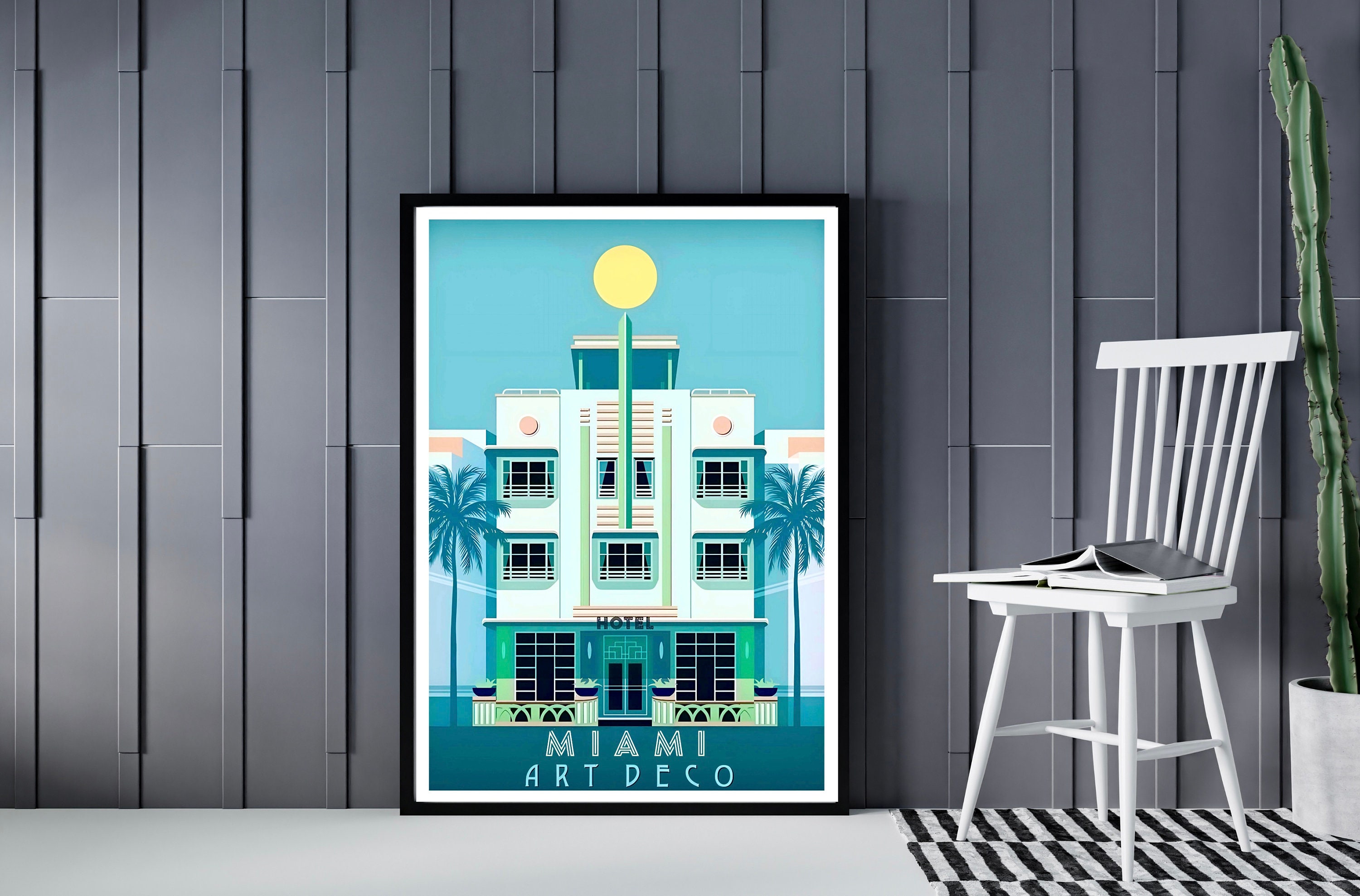 Miami Art Deco Poster Florida Wall Art Miami Poster Miami - Etsy