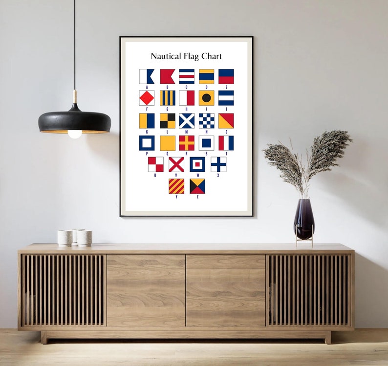 Nautical Flag Chart Poster, Signal Flag Art, Maritime Signal Flags ...