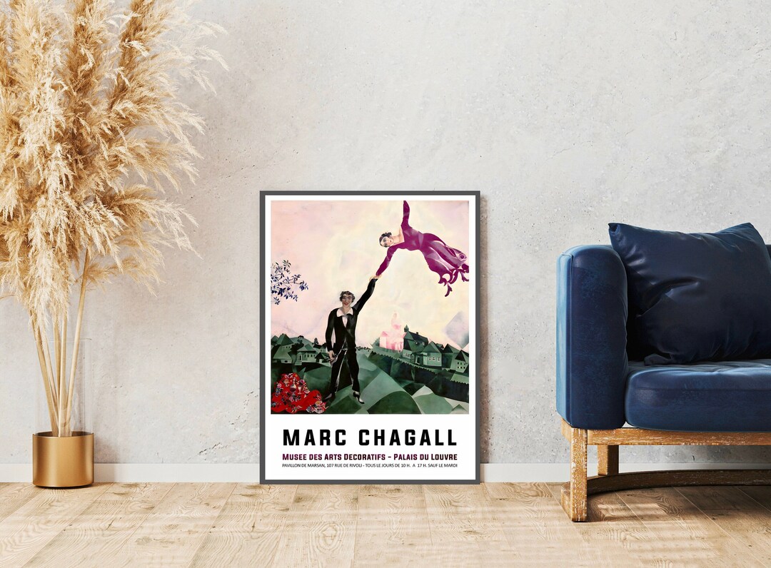 Marc Chagall Exhibition Poster, the Walk 1917 Surrealism Painting ...