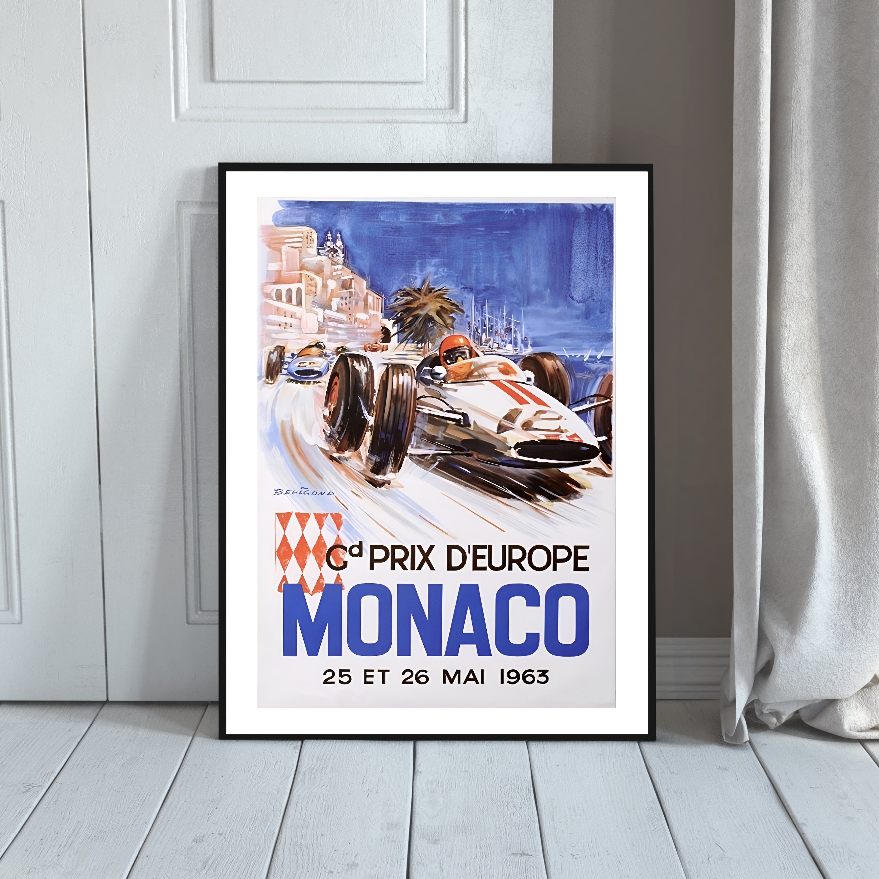 1963 Monaco Grand Prix Poster, Race Fan Gift, Fine Art Print, Formula 1 ...