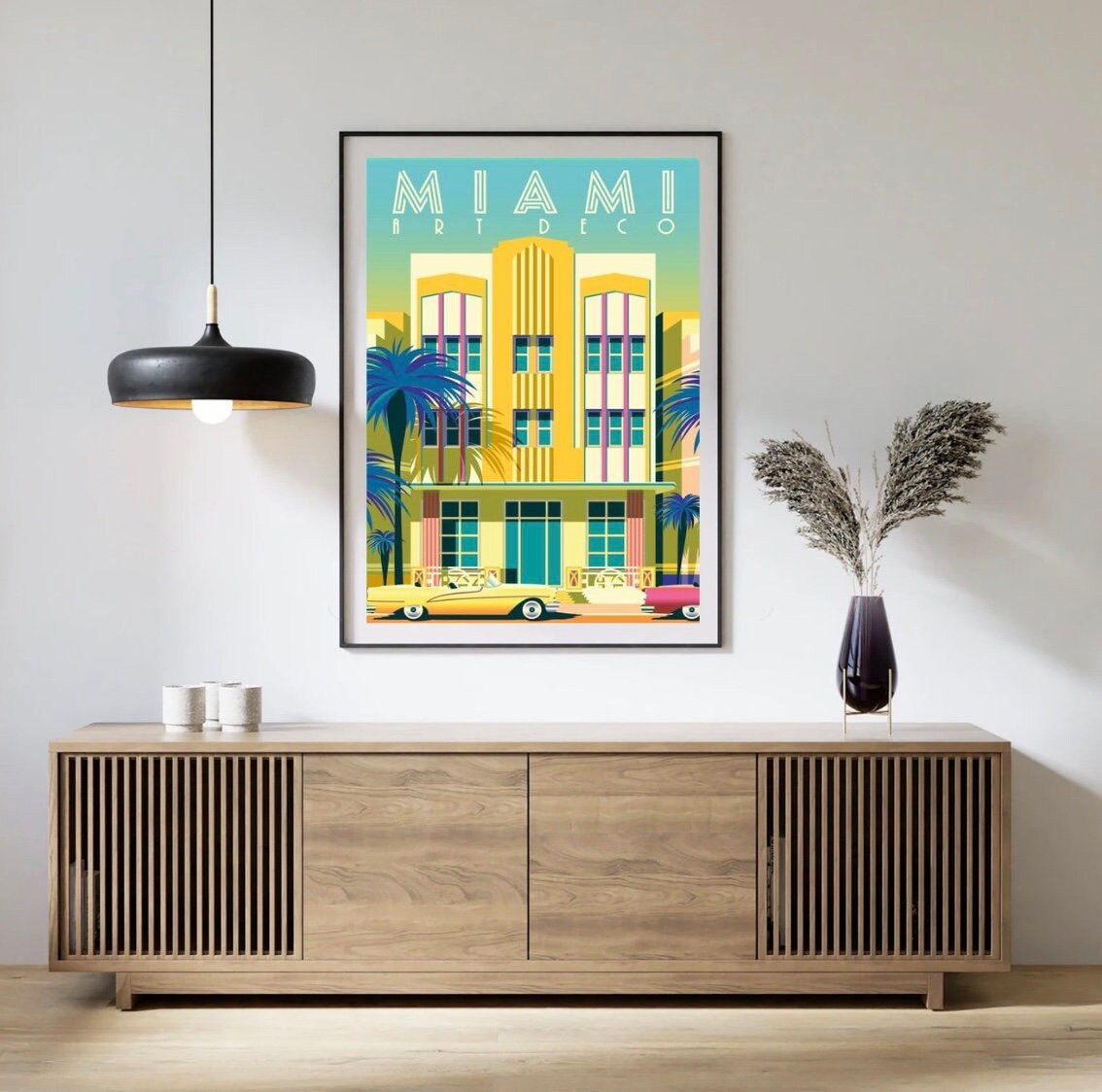 Miami Art Deco Poster Florida Wall Art Miami Poster Miami - Etsy