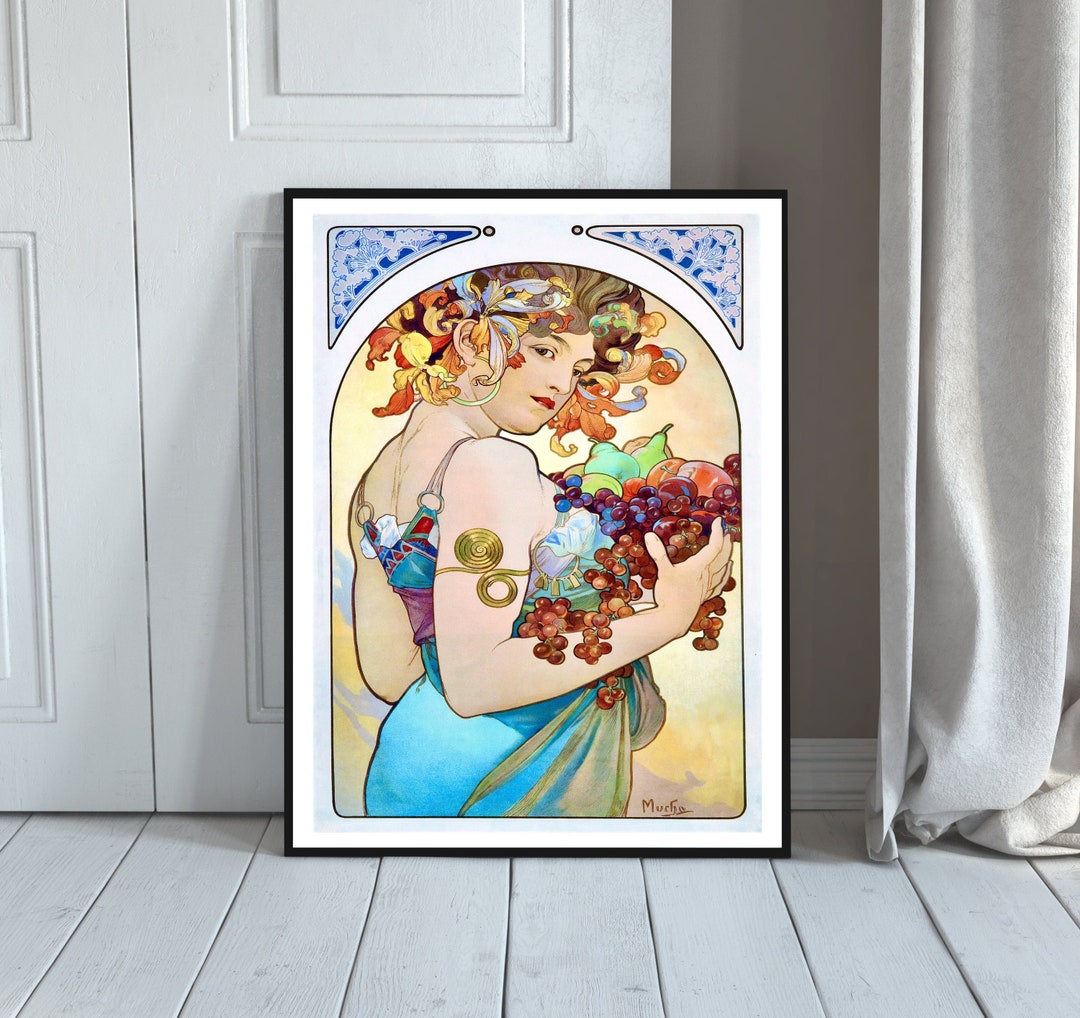 Alphonse Mucha Fruit 1897 Poster, Mucha Wall Art, Art Nouveau Poster ...