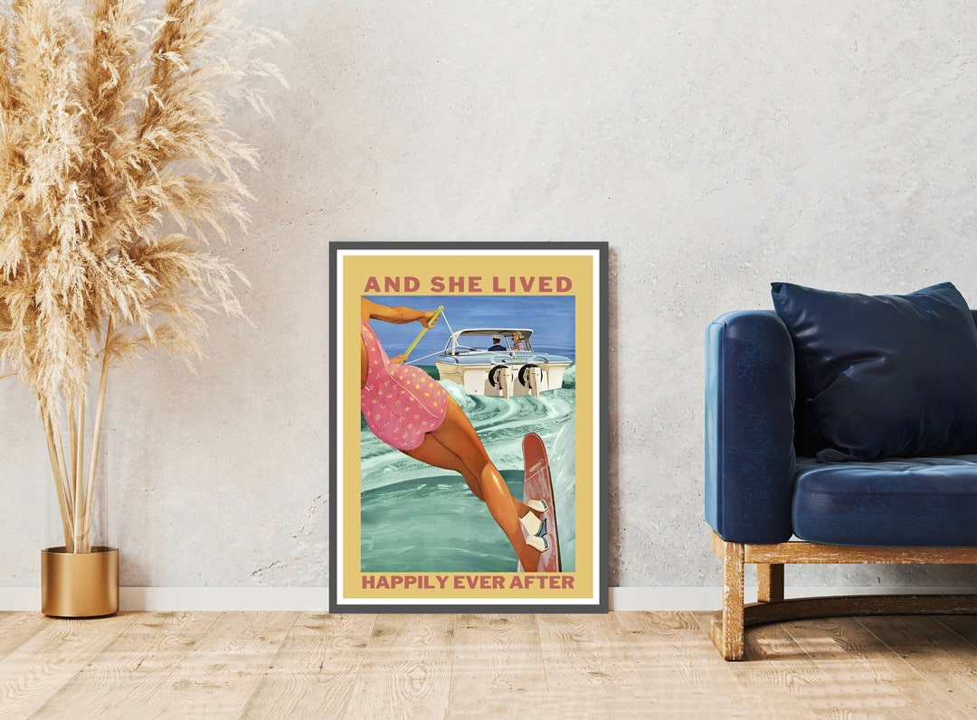 Woman Waterskiing Vintage Poster, Ski Print Funny Text, Sailing ...