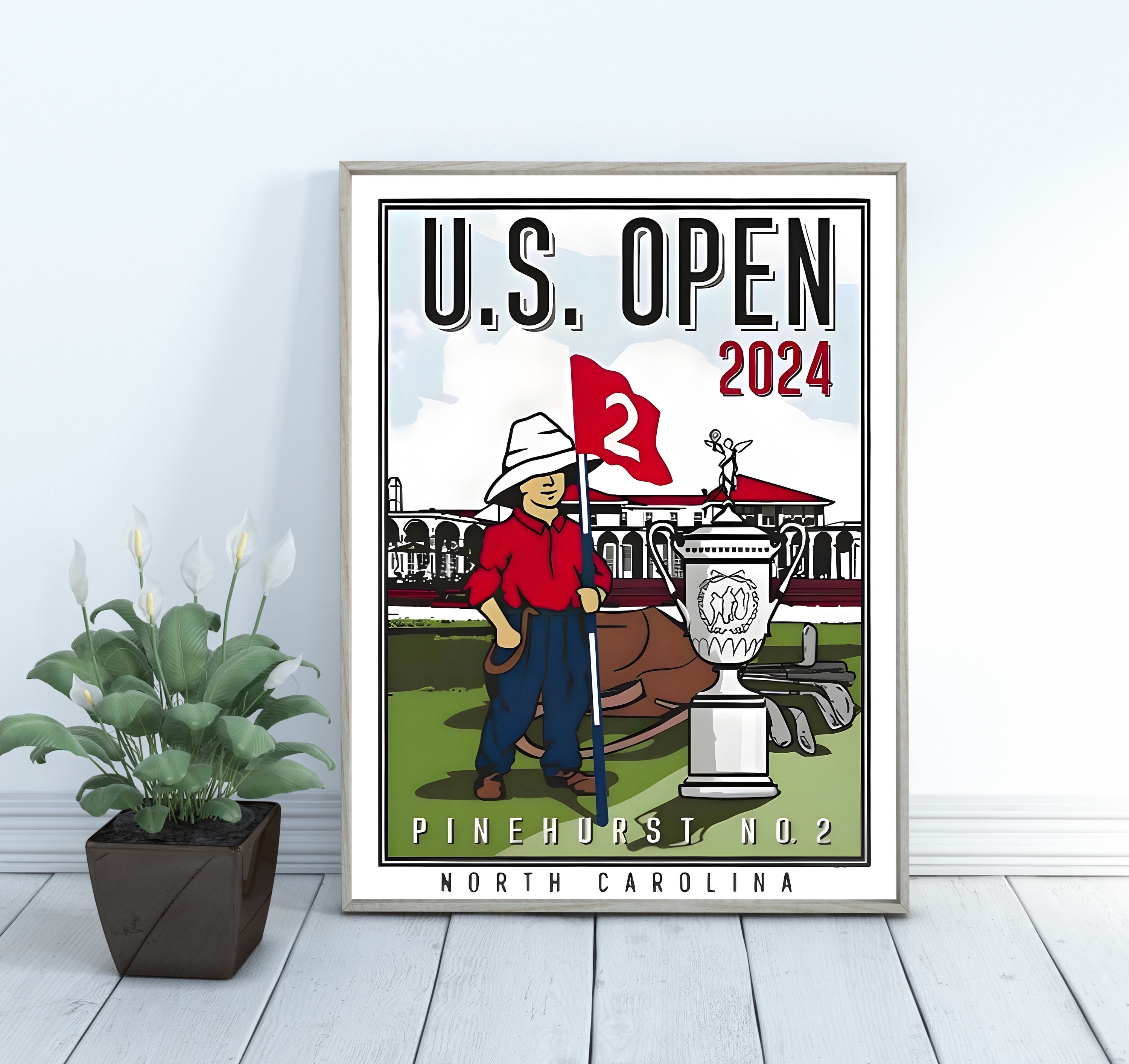 U.S. Open 2024 Golf Poster, Pinehurst Resort & Country Club, Golf Sport ...