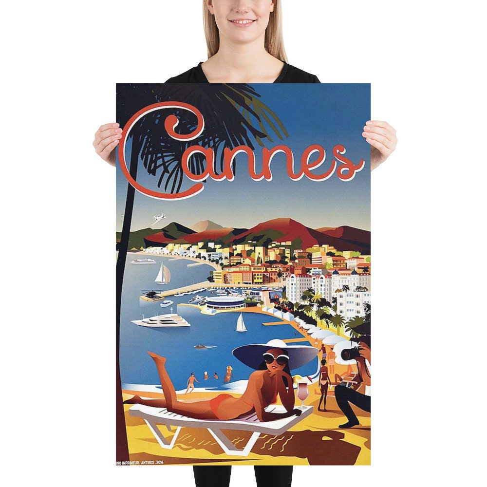 Cannes Travel Poster, Tarchala Lionel, South France Beach Vacation Cote ...
