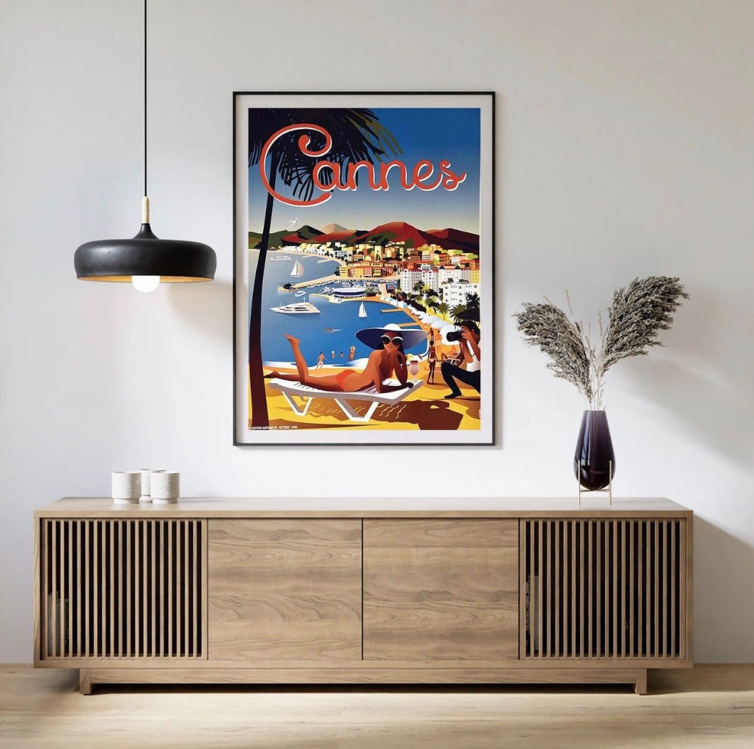 Cannes Travel Poster, Tarchala Lionel, South France Beach Vacation Cote ...