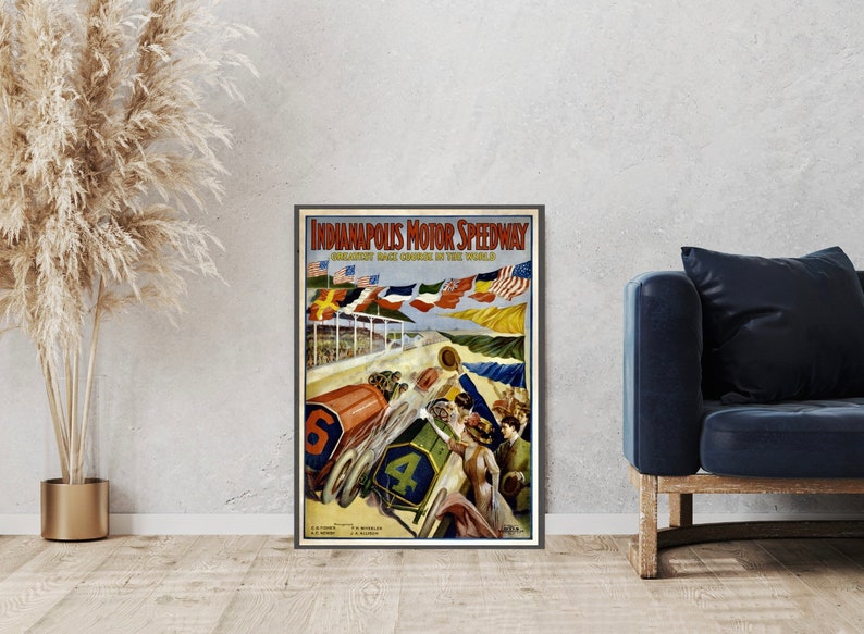 Motor Speedway Poster, Auto Racing Wall Art, Vintage Sports Prints ...