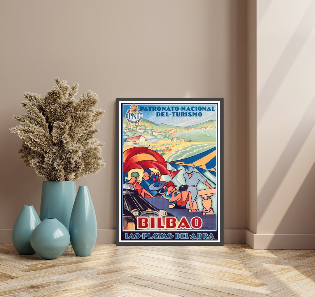 Bilbao Spain Las Playas Del Abra Poster, Spain Vintage Travel Poster ...