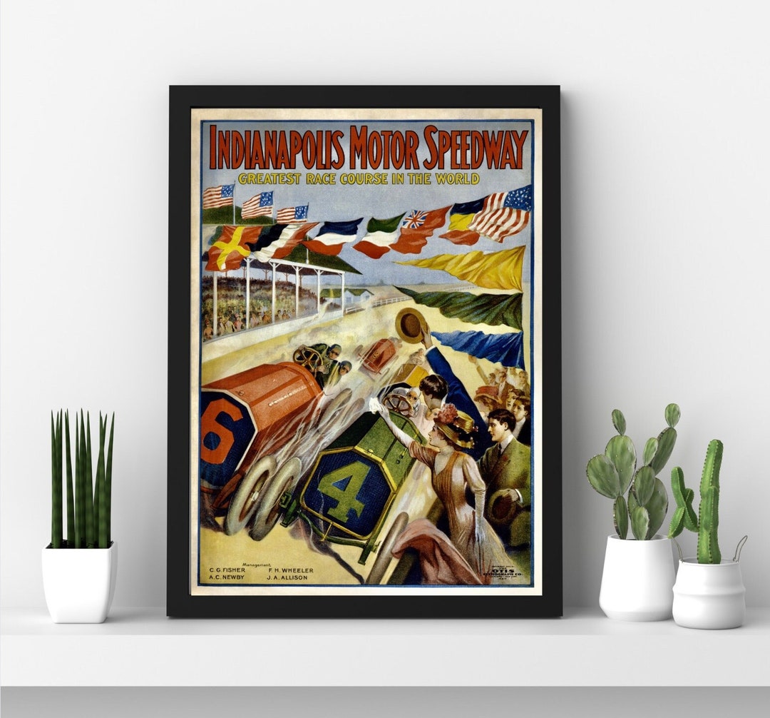 Motor Speedway Poster Auto Racing Wall Art Vintage - Etsy