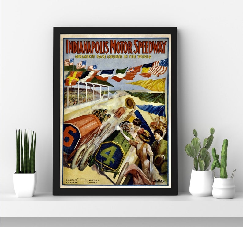 Motor Speedway Poster, Auto Racing Wall Art, Vintage Sports Prints ...