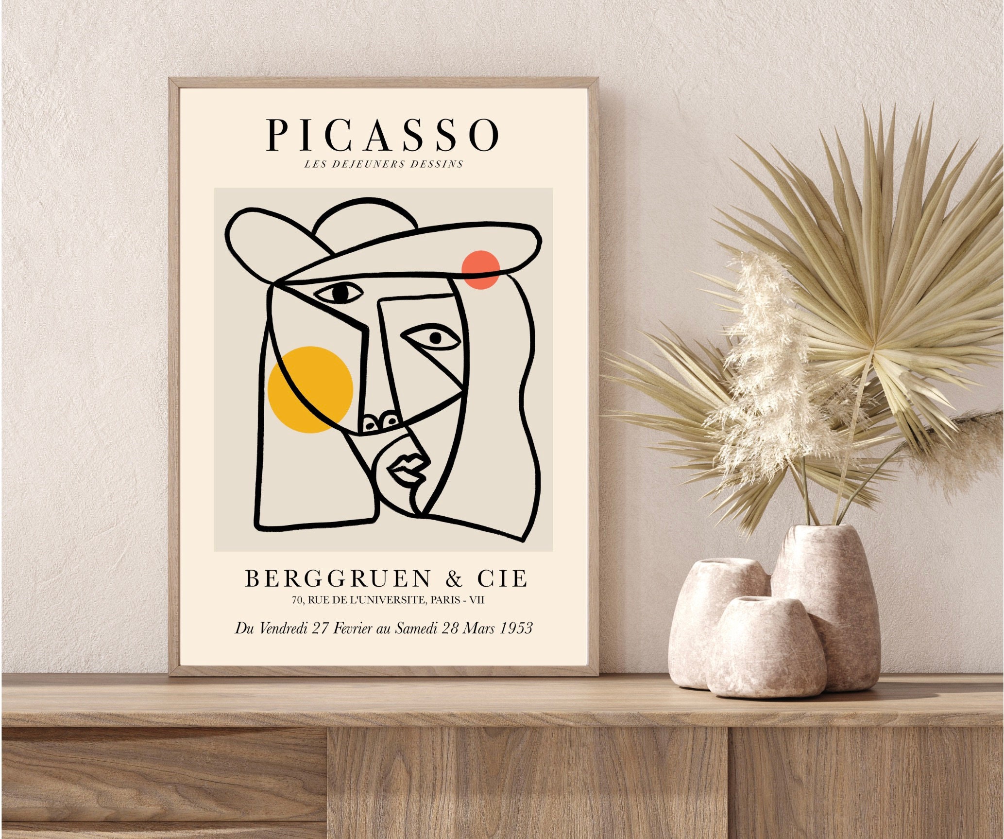 Dibujo de una línea de Picasso, cubismo, impresión de Picasso, cartel ...