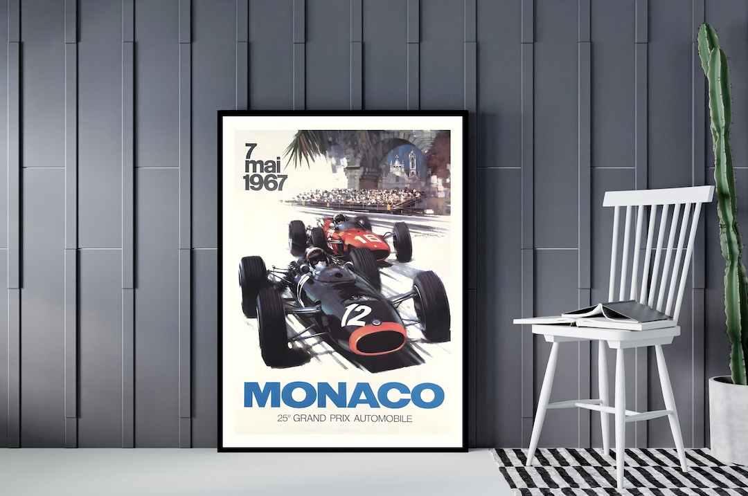 GP Poster Monaco 1967, Vintage F1 Grand Prix, Formula 1 Poster, Monaco ...
