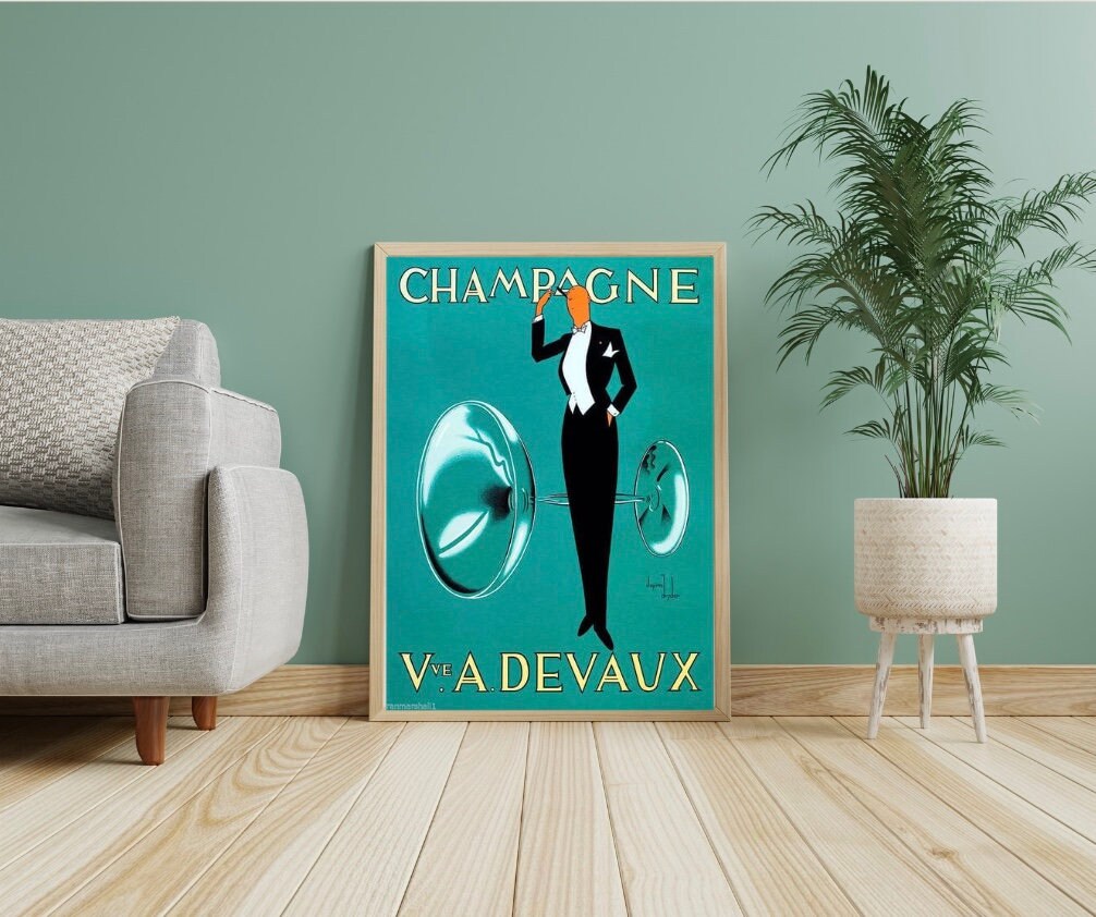 Champagne Art Devaux Poster, 1930 Ernst Dryden Champagne Veuve A ...