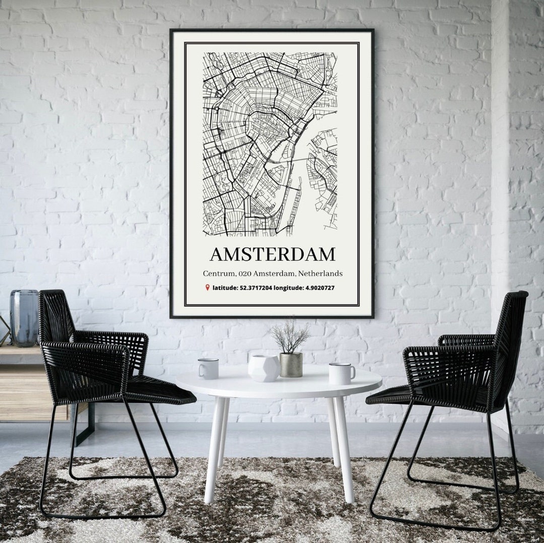 Amsterdam Map Poster Print, Amsterdam City, Holland Print, Amsterdam ...