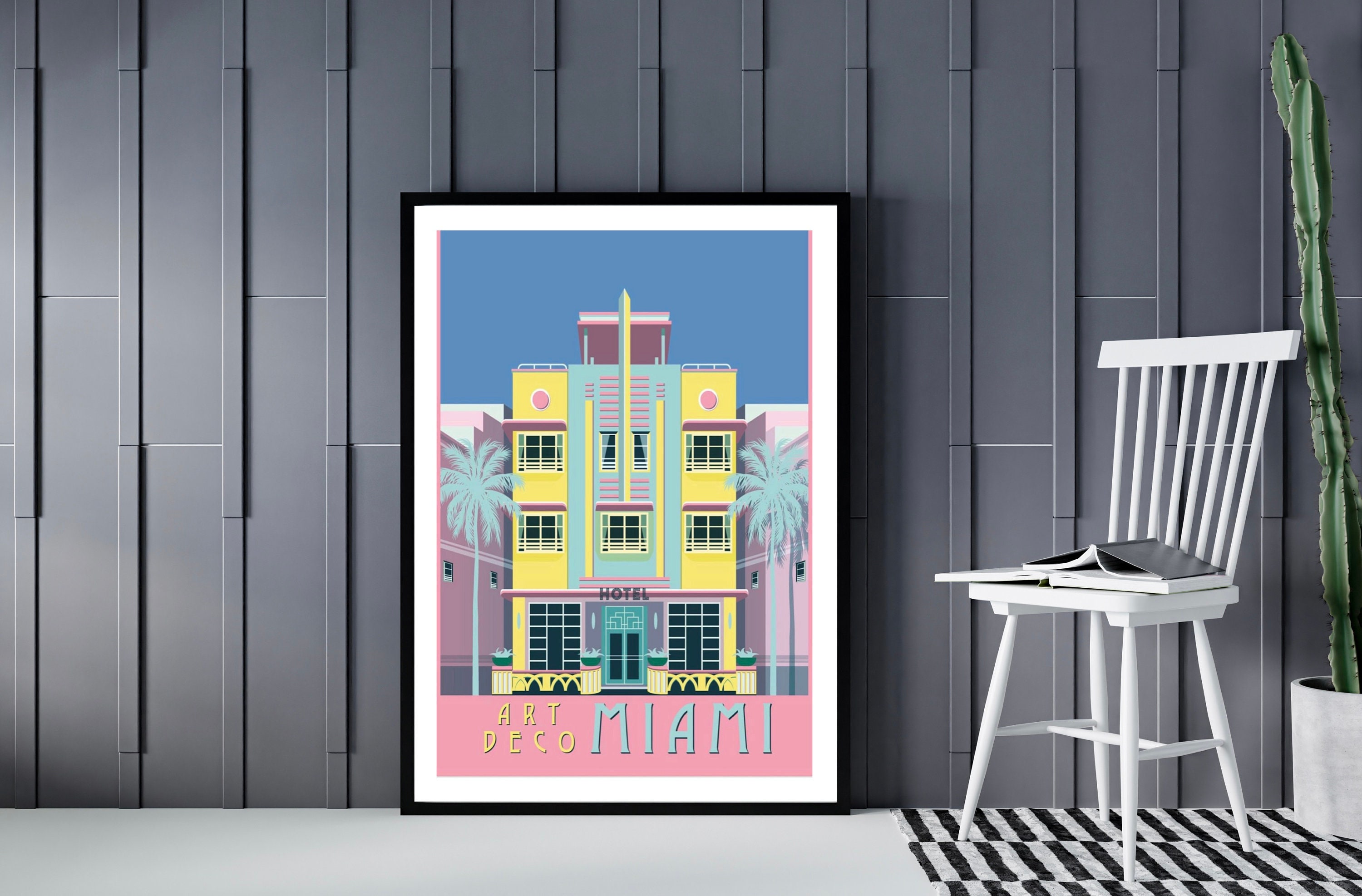 Miami Art Deco Poster Florida Wall Art Miami Poster, Miami Print, Hotel ...