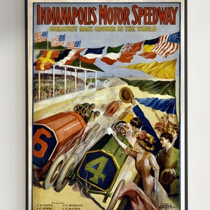 Motor Speedway Poster, Auto Racing Wall Art, Vintage Sports Prints ...