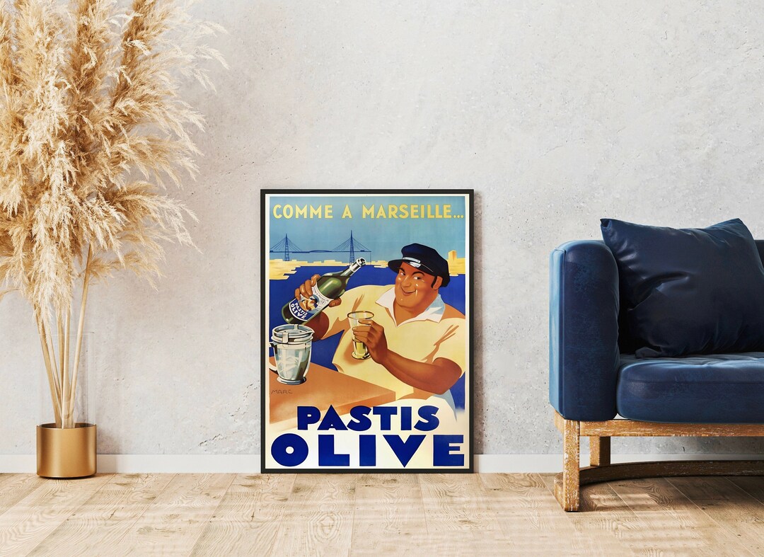 Pastis Olive Poster, Vintage Food and Drink Poster, Alcohol Print, Pub ...