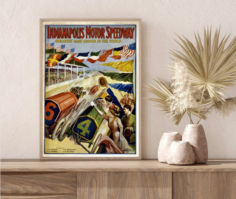 Motor Speedway Poster, Auto Racing Wall Art, Vintage Sports Prints ...