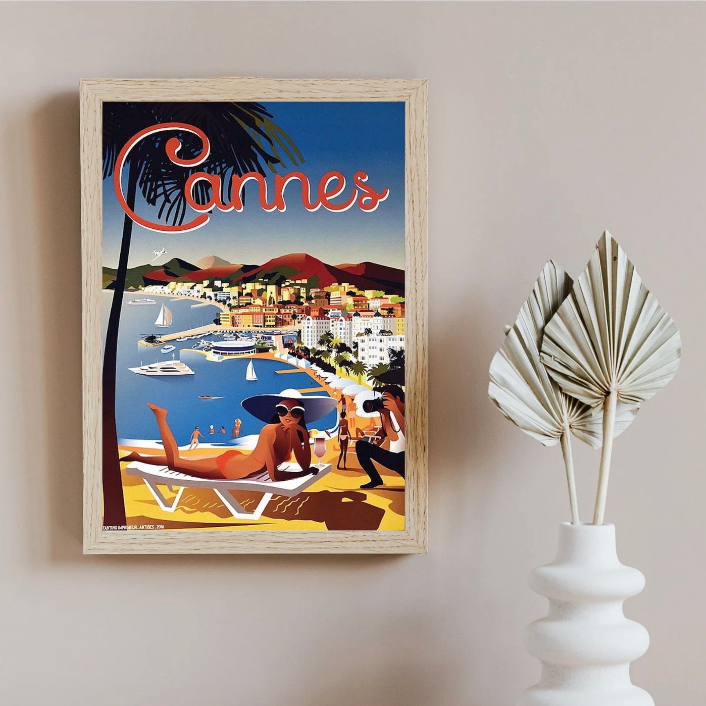 Cannes Travel Poster, Tarchala Lionel, South France Beach Vacation Cote ...