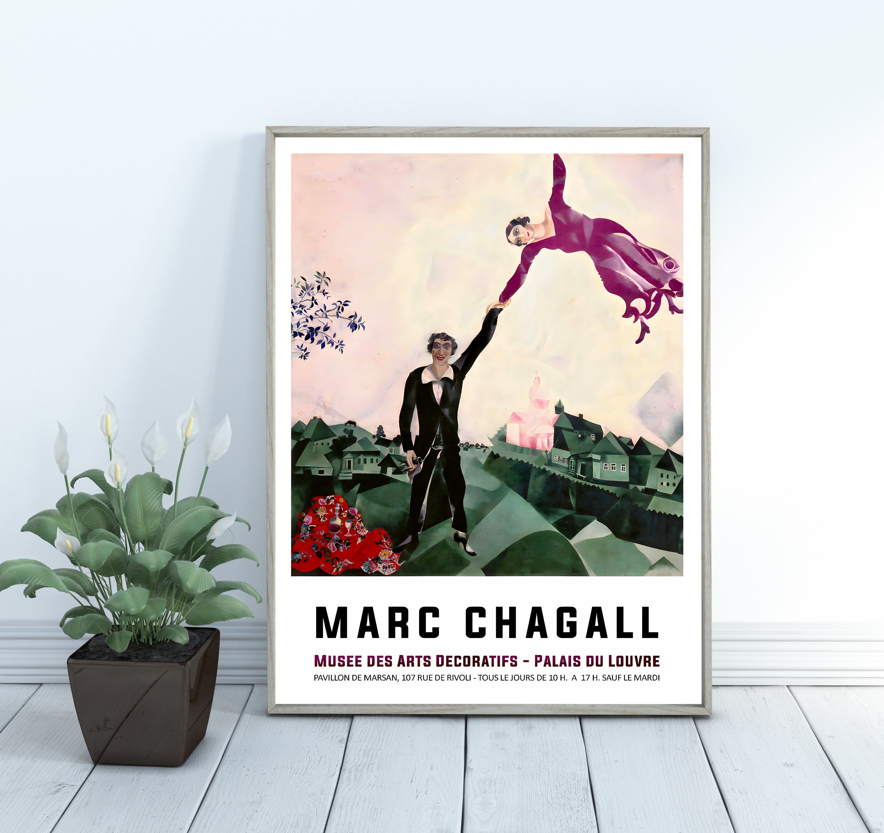 Marc Chagall Exhibition Poster, the Walk 1917 Surrealism Painting ...