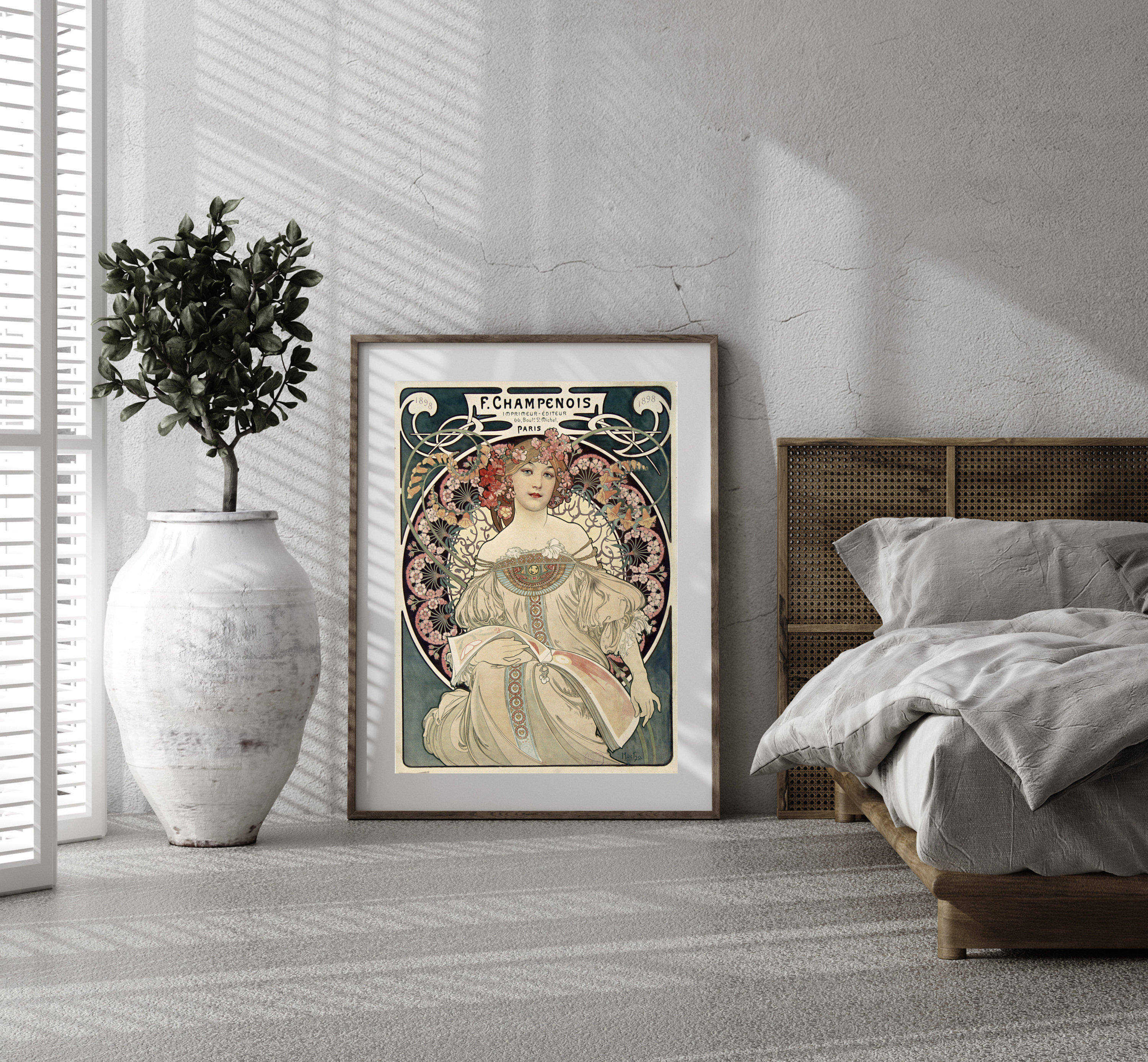 Champagne Wall Art Alphonse Mucha, Poster Art Reproduction, Art Nouveau ...