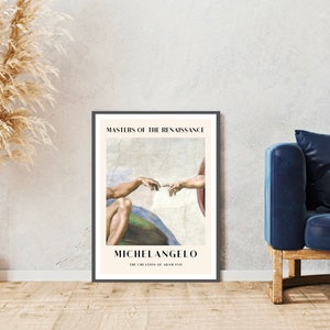 Michelangelo the Creation of Adam Poster, Classical Art, Spiritual ...